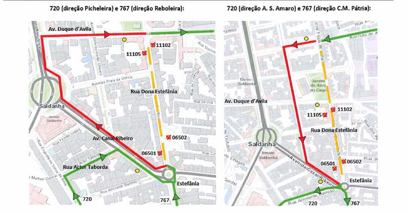 720, 726 e 767 - Alteração provisória de percurso e paragens