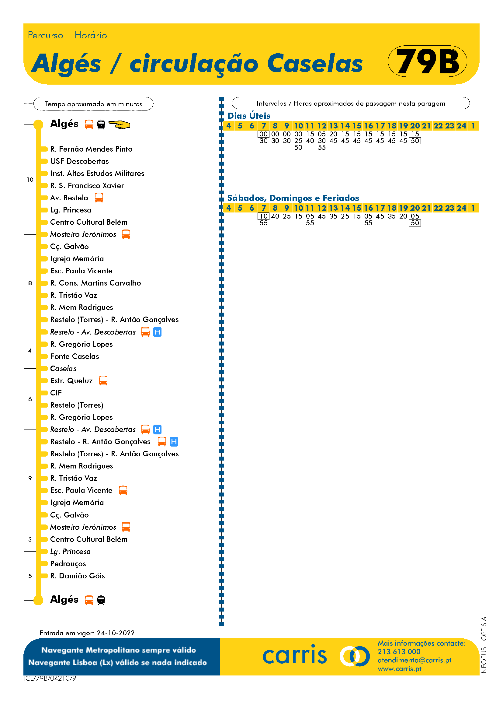 79B | Alteração de horário a partir 24 outubro