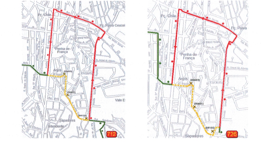 712, 726, 730, 17B | Alteração Provis. Percurso e Paragens