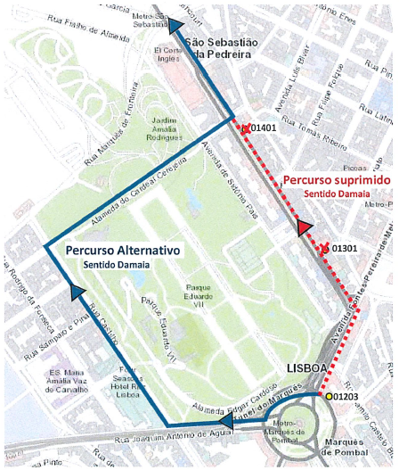 746 | Alteração provisória de percurso e paragens